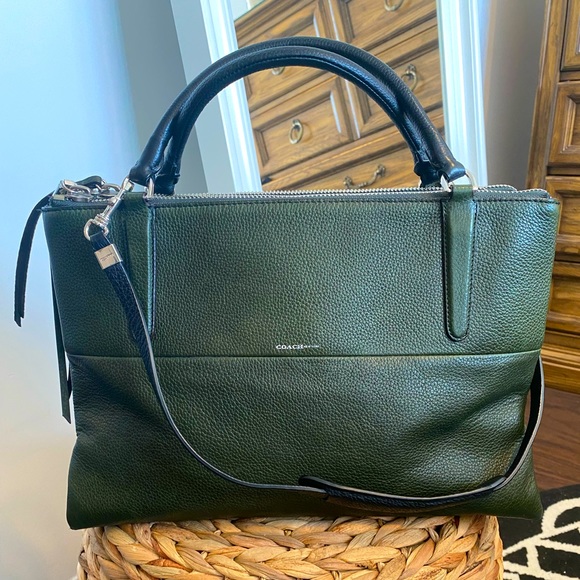 Coach | Bags | Coach Borough Handbag Pebbled Leather Alpine Moss | Poshmark
